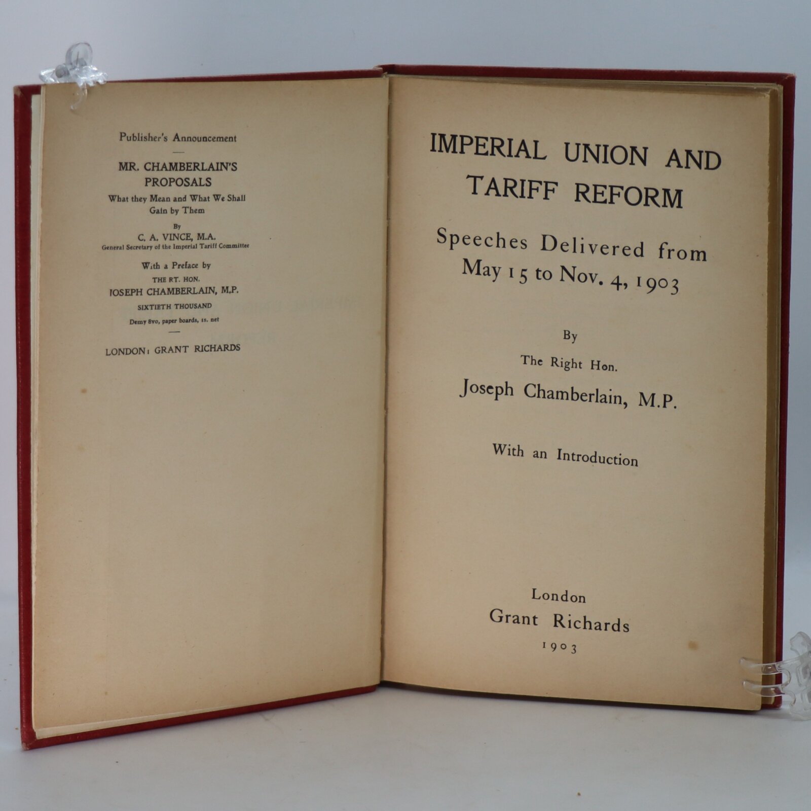 Speeches By Joseph Chamberlain.1903. - Frost Books and Artifacts Limited